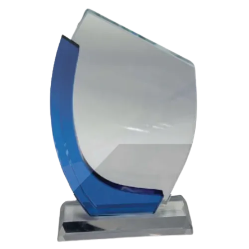 Shield Glass Award – Blue insert – Trophy Hub